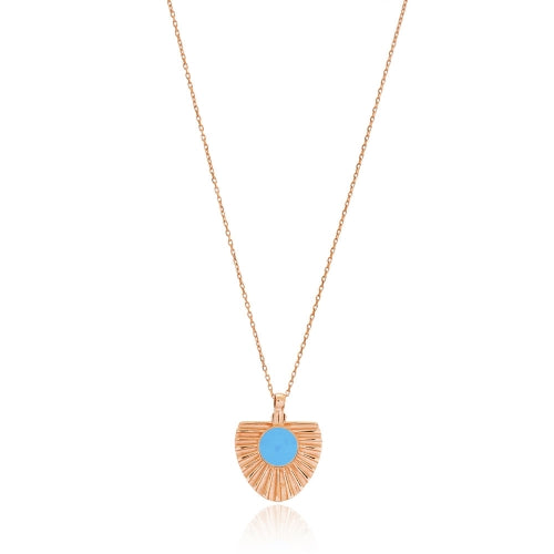 Turquoise Rose Gold Sun Pendant - Sterling Silver | Lost Lover